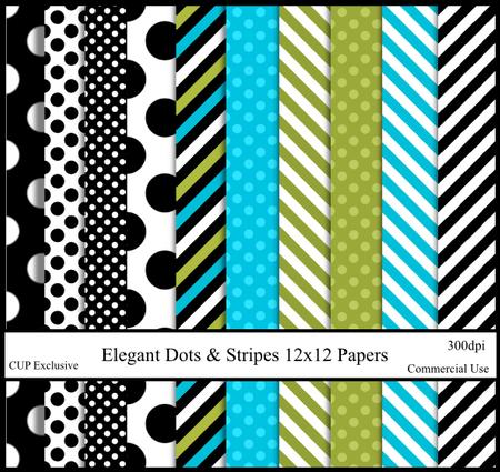 Elegant Dots & Stripes 12x12 Papers - CUP386003_656 | Craftsuprint