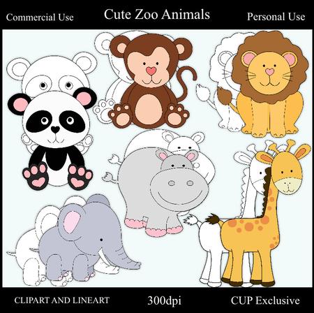 Cute Zoo Animals Clipart and Lineart - CUP556624_656 | Craftsuprint