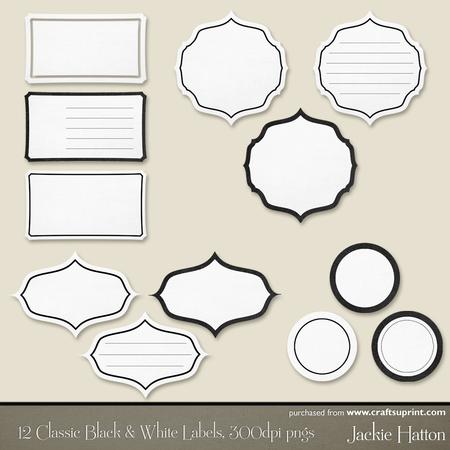 12 Classic Black & White Labels: 4 Labels, 3 Designs Each - CUP278584 ...