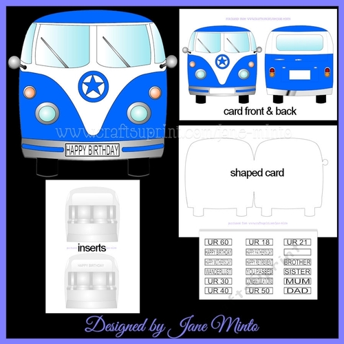 BLUE CAMPER VAN - SHAPED CARD - CUP1045603_57683 | Craftsuprint