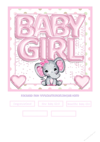 BABY GIRL QUICK CARD - CUP1096609_57683 | Craftsuprint