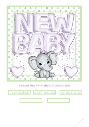 BABY GIRL LILAC QUICK CARD - CUP1096612_57683 | Craftsuprint