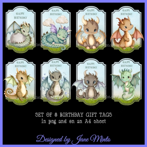DRAGON BIRTHDAY GIFT TAGS - CUP1182551_57683 | Craftsuprint
