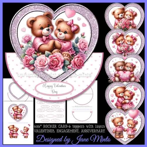 HEART BEARS rocker card - engagement, anniversary, valentines ...
