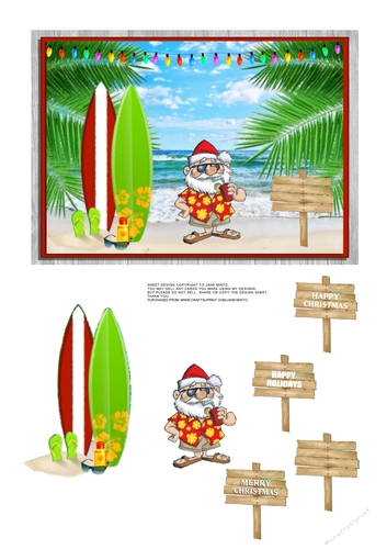 SURFING SANTA 5X7 - CUP817696_57683 | Craftsuprint