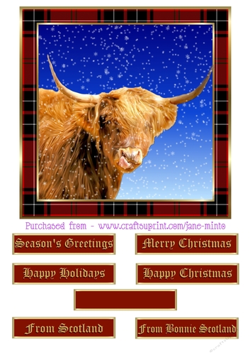 CHRISTMAS HIGHLAND COW DESIGN 3 quick card sheet - CUP835102_57683 ...