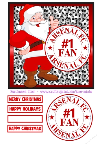 ARSENAL FAN - SANTA FOOTBALL TOPPER - CUP838056_57683 | Craftsuprint