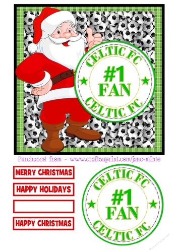 CELTIC FAN - SANTA FOOTBALL TOPPER - CUP838057_57683 | Craftsuprint