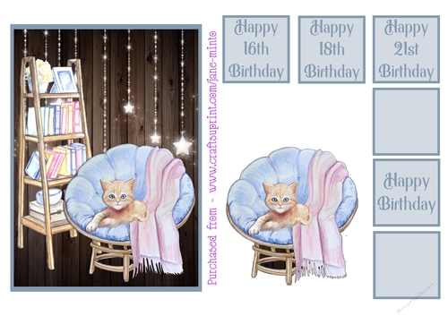 5x7 THE LIBRARY CAT - CUP874274_57683 | Craftsuprint