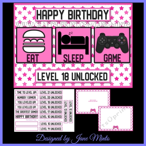 7x5 EAT SLEEP GAME - GAMER MINI KIT IN PINK - CUP874899_57683 ...