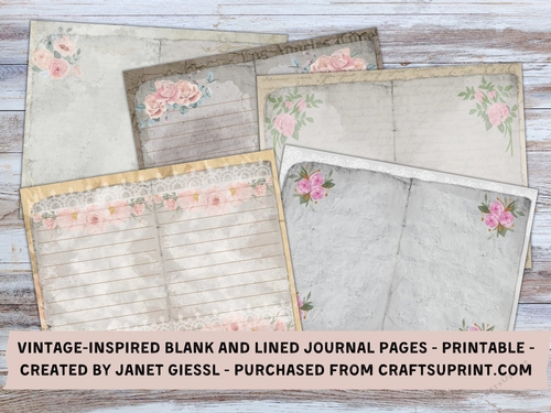 Vintage-Inspired Blank and Lined Journal Pages - CUP1209946_70151 | Craftsuprint