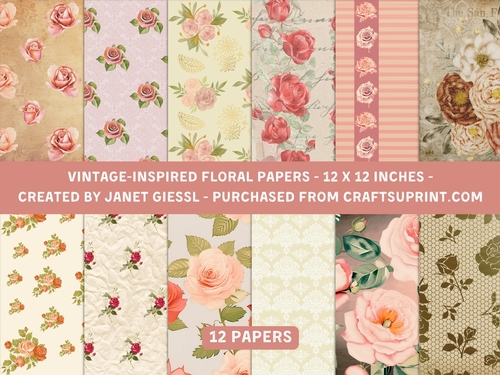 Vintage-Inspired Floral Digital Papers - CUP1212365_70151 | Craftsuprint