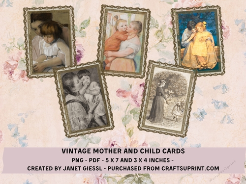Vintage Mother and Child Cards - CUP1214077_70151 | Craftsuprint