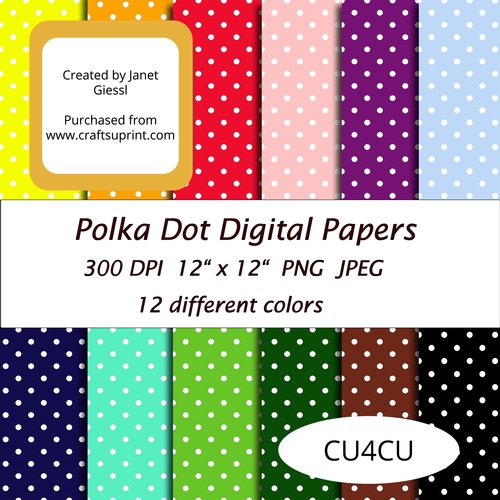 Polka Dot Digital Papers - CU4CU - CUP719221_70151 | Craftsuprint