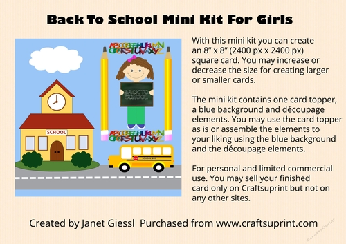 Back To School Mini Kit For Girls - CUP726364_70151 | Craftsuprint