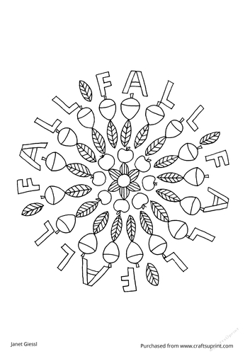 Fall Mandala Coloring Page/Digi Stamp - CUP738041_70151 | Craftsuprint