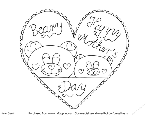 Mother and Child Bear Coloring Page/Digi Stamp - CUP783458_70151 ...