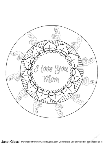 Mothers Day Mandala Coloring Page/Digi Stamp 1 - AE Version - CUP783459 ...