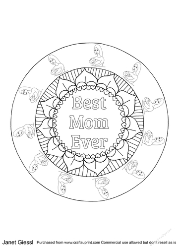 Mothers Day Mandala Coloring Page/Digi Stamp 2 - AE Version - CUP783461 ...