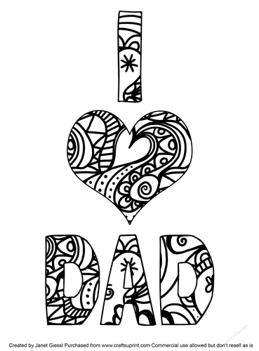 I Love Dad Coloring Page/Digi Stamp - CUP788561_70151 | Craftsuprint