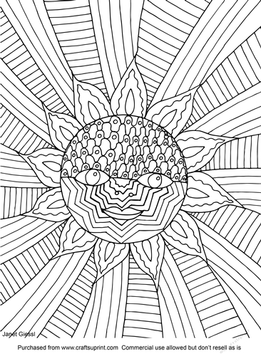 Sun with Face Coloring Page/Digi Stamp - CUP794090_70151 | Craftsuprint