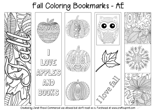 Fall Coloring Bookmarks (American English) - Set of 5 - CUP817269_70151 ...