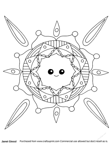 Cute Sun Coloring Page/Digi Stamp - CUP817738_70151 | Craftsuprint