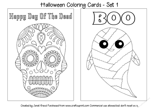 Halloween Coloring Cards - Set 1 - CUP818605_70151 | Craftsuprint