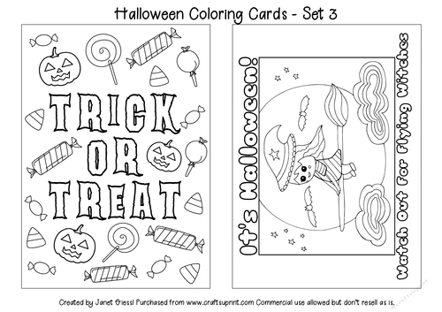 Halloween Coloring Cards - Set 3 - CUP818607_70151 | Craftsuprint