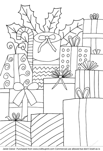 Christmas Gifts Coloring Page/Digi Stamp - CUP835780_70151 | Craftsuprint