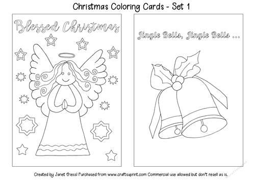 Christmas Coloring Cards - Set 1 - CUP838948_70151 | Craftsuprint