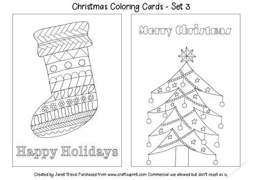 Christmas Coloring Cards - Set 3 - CUP838952_70151 | Craftsuprint