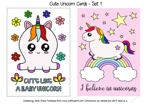 Cute Unicorn Card Toppers - Set 1 - CUP909487_70151 | Craftsuprint