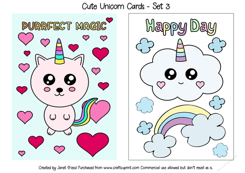 Cute Unicorn Card Toppers - Set 3 - CUP909489_70151 | Craftsuprint