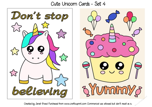 Cute Unicorn Card Toppers - Set 4 - CUP909490_70151 | Craftsuprint
