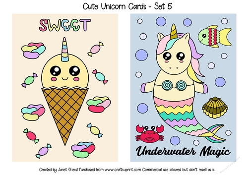 Cute Unicorn Card Toppers - Set 5 - CUP909492_70151 | Craftsuprint