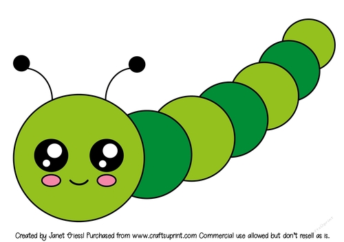 Cute Caterpillar Digi Stamp - Colored - CUP921544_70151 | Craftsuprint