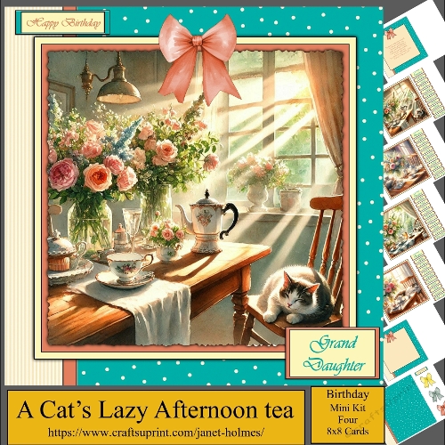 A Cats Lazy Afternoon Tea (birthday) - CUP1355374_91280 | Craftsuprint