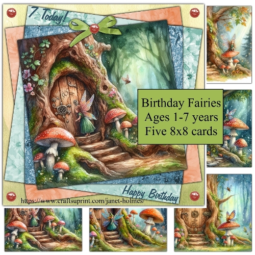 Birthday Fairies Age 1-7 years five 8x8 cards - CUP1379268_91280 ...