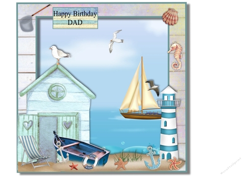 Beach Hut and Boat Frame Card, Birthday,Retirement,Fathers Day ...