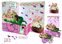 Z Fold Flower Barrow With Dog Including Template - Photo by Pam Stubley