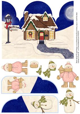 Gate Fold Pop Up Christmas Snowman Girl - CUP100275_68 | Craftsuprint