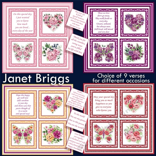 FLORAL SQUARES & VERSES All Occasions 7.5 Quick Layer Cards & Insert ...