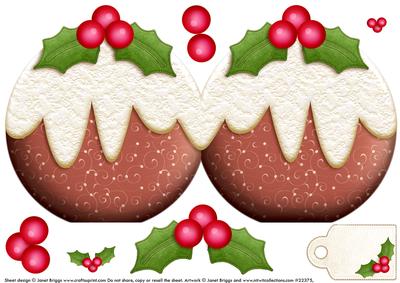 Christmas Pudding Shape Card with Decoupage - CUP123481_68 | Craftsuprint