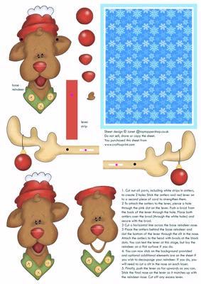 Animated Moveable Decoupage Christmas Reindeer - CUP16262_68 | Craftsuprint