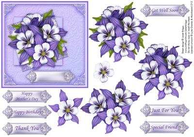Lilac Floral Spray Square Topper & Decoupage - CUP172096_68 | Craftsuprint