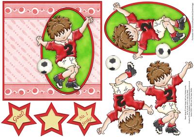 No. 1 Striker Red Football Decoupage - CUP217019_68 | Craftsuprint