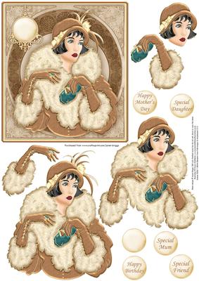 Art Deco Lady Decoupage in Brown & Cream - CUP228342_68 | Craftsuprint