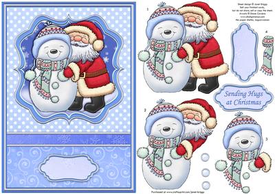 Santa Hugs Christmas Card Front and Decoupage - CUP369126_68 | Craftsuprint