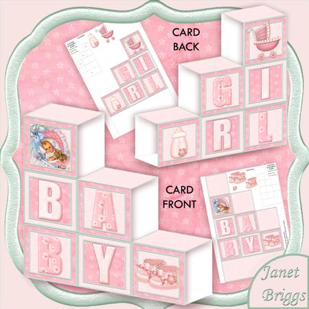New Baby Girl Blocks Card 2 Sheet Mini Kit - CUP446792_68 | Craftsuprint